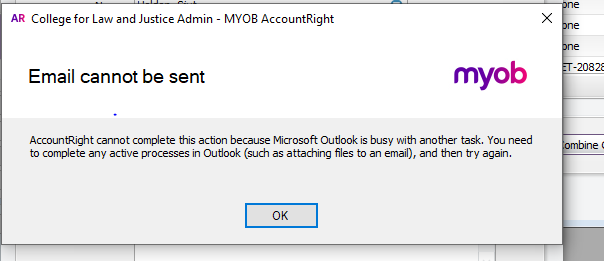 Unable to send email through new Outlook version now unable to access older version | MYOB Community